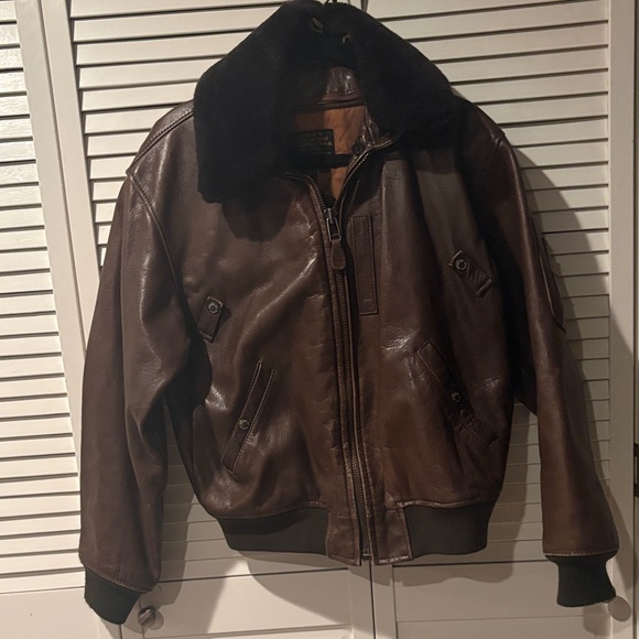 Avirex | Jackets & Coats | Avirex Dark Brown Leather Bomber Jacket ...